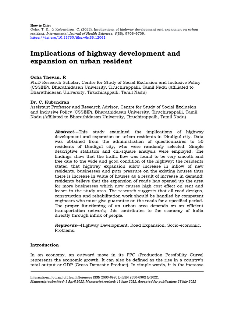 Highway Expansion Effects on Urban Residents | PDF | Employment ...