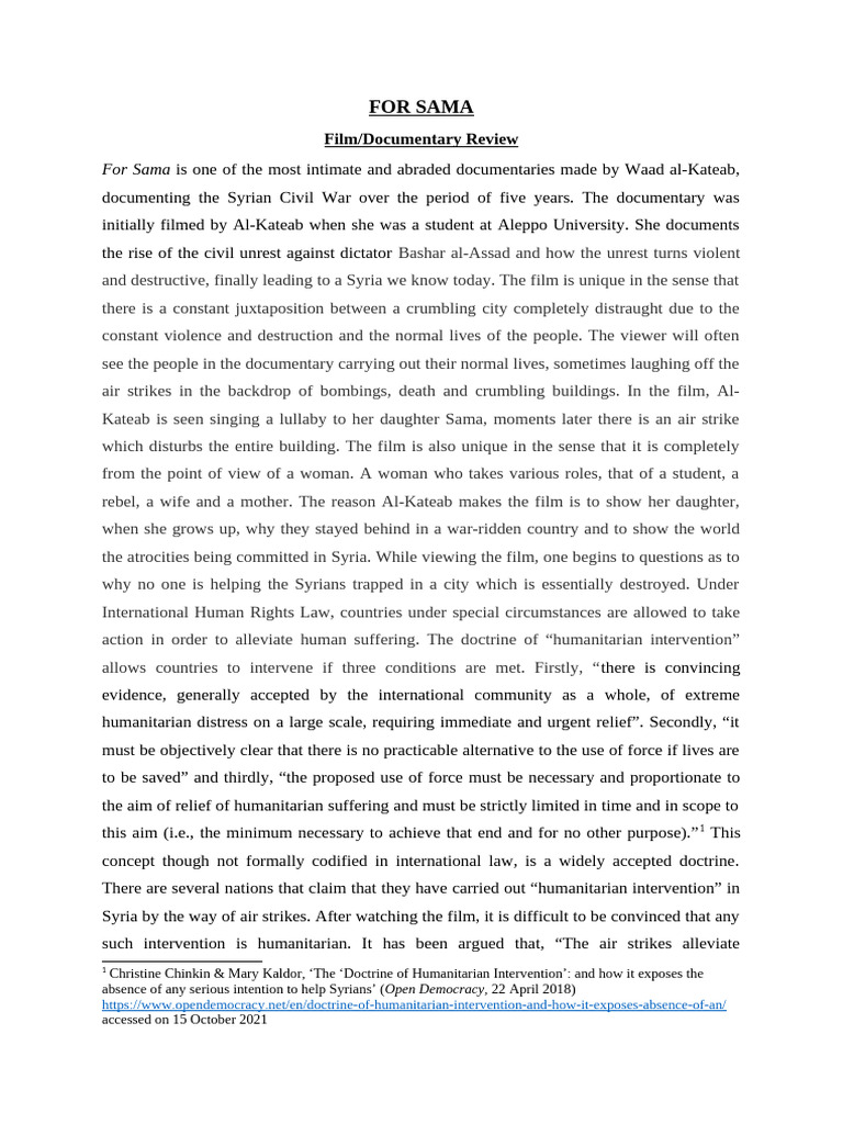 For Sama: A Syrian War Documentary | PDF | Syria | Syrian Civil War