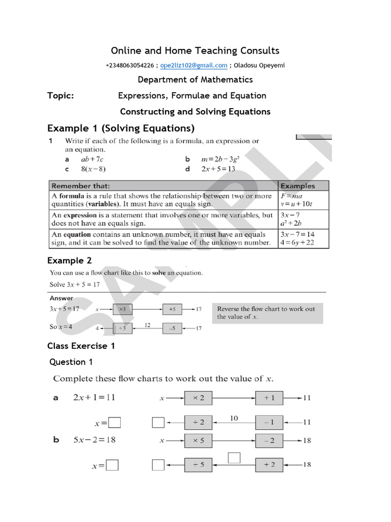 Lecture 3 (Constructing and Solving Equations) | PDF