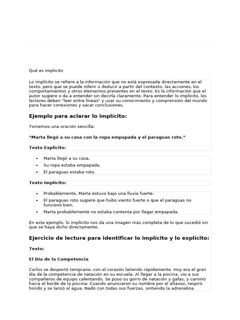 Comprendiendo lo Implícito y Explícito | PDF