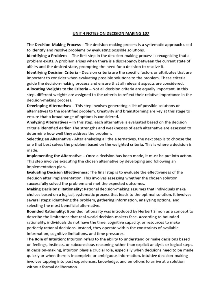 Decision-Making Process Explained | PDF | Decision Making | Risk