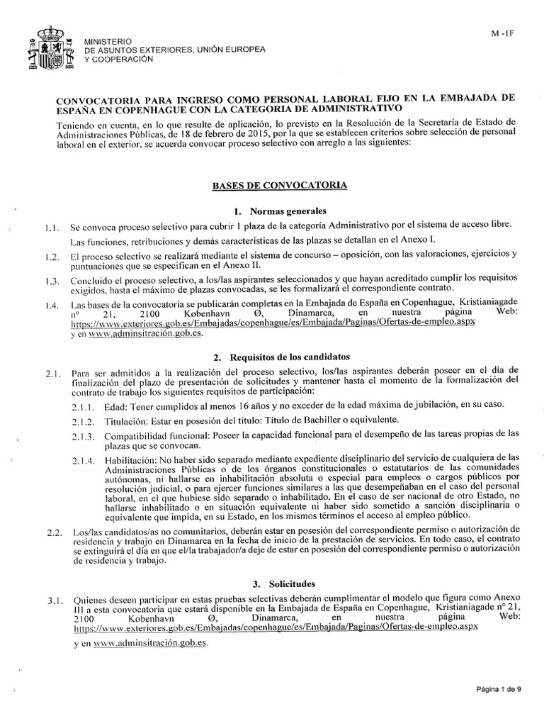 Bases - Convocatoria Admin DEN | PDF