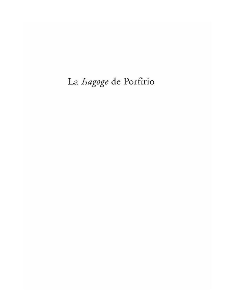 Porfirio - Isagoge | PDF | Filosofía griega antigua