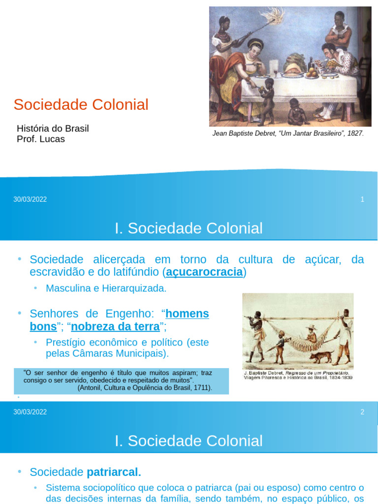 Aula 4 - Sociedade Colonial | PDF | Escravidão