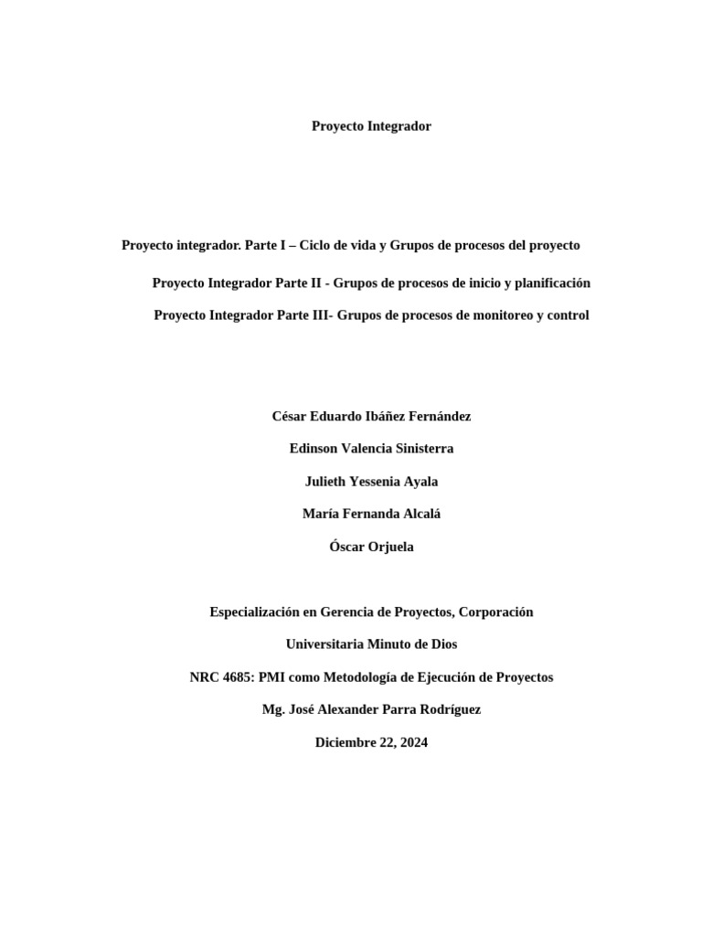 Orjuela Oscar Taller Semana 7 Pmi | PDF | Calidad (comercial) | Planificación