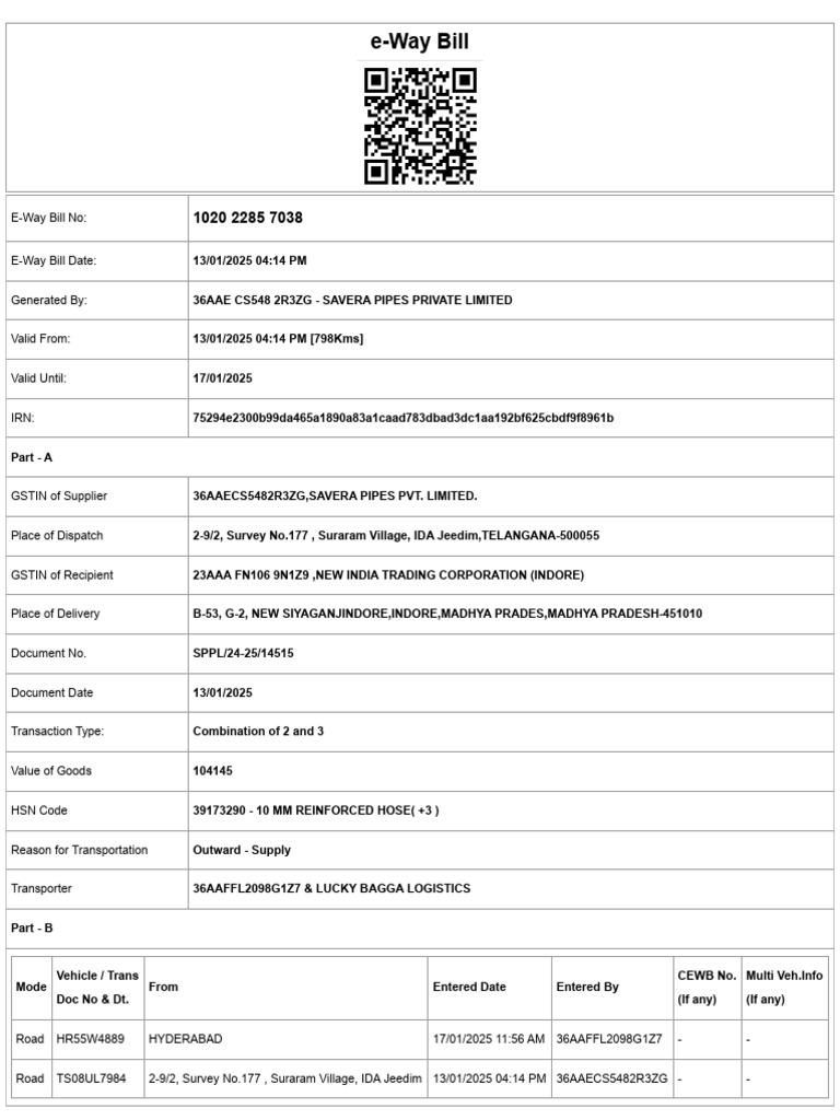 E-Way Bill System Sss | PDF