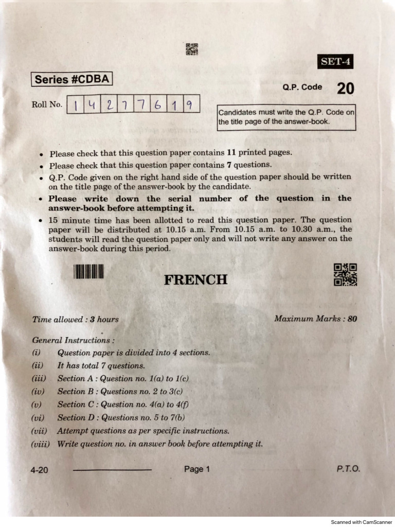 French Board QP 2023-24 | PDF