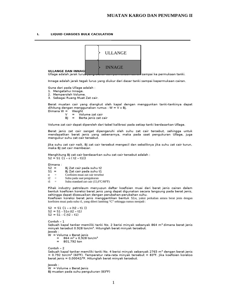 Pengukuran Ullage dan Innage Kargo | PDF