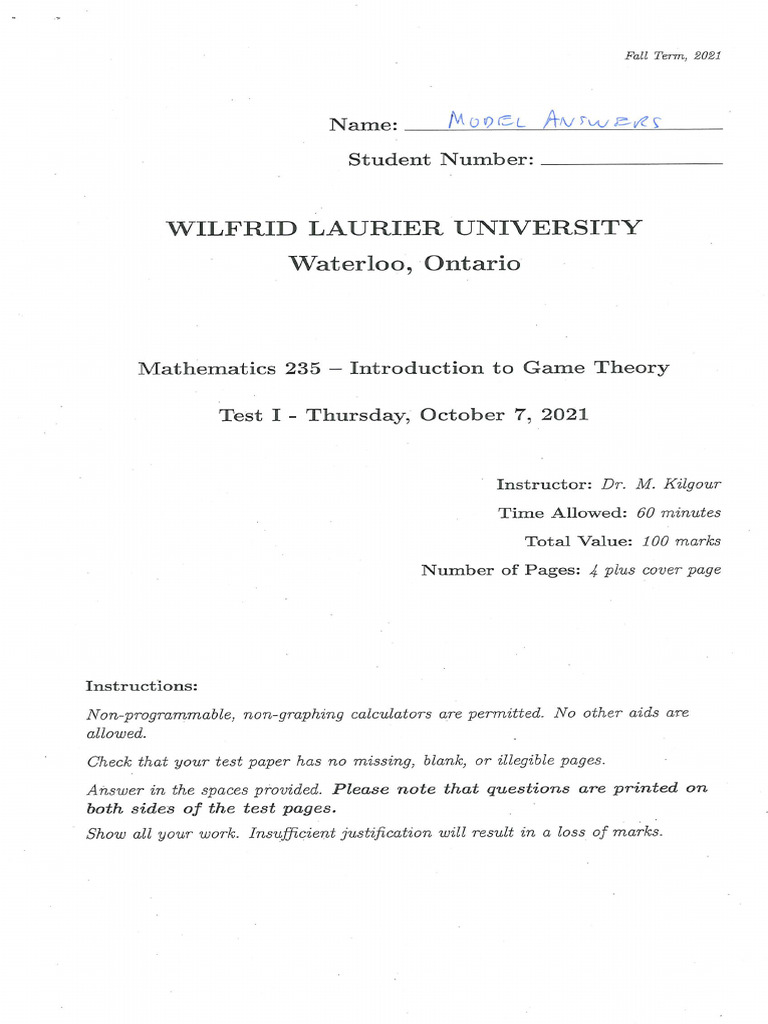 Test 1 Model Answers Pdf Pdf