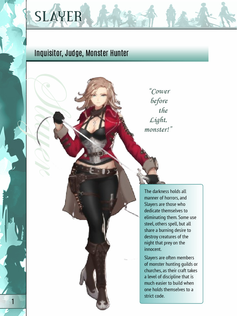 Slayer Class Overview in Fabula Ultima | PDF | Role Playing Video Games ...