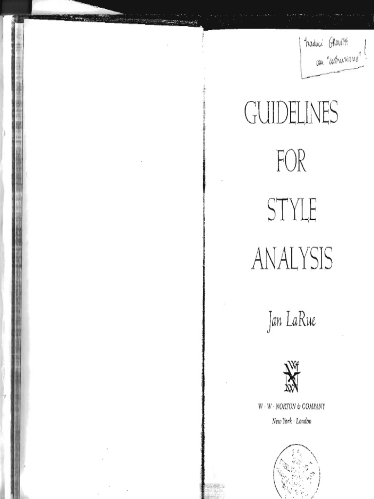 Larue Guidelines For Style Analysis | PDF