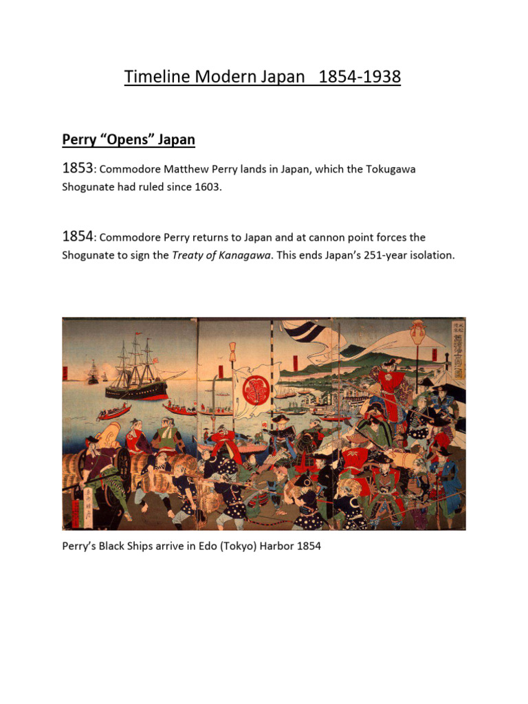 Modern Japan Timeline: 1854-1938 | PDF | Empire Of Japan | Chiang Kai Shek