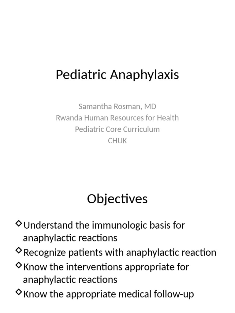 Pediatric Anaphylaxis Rwanda | PDF | Causes Of Death | Diseases And ...