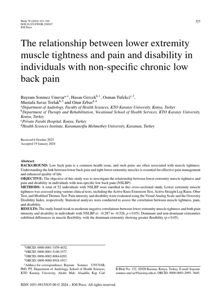 FINAL ARTICLE 4 LOWER EXTREMITY MUSCLE TIGHTNESS | PDF | Pelvis ...