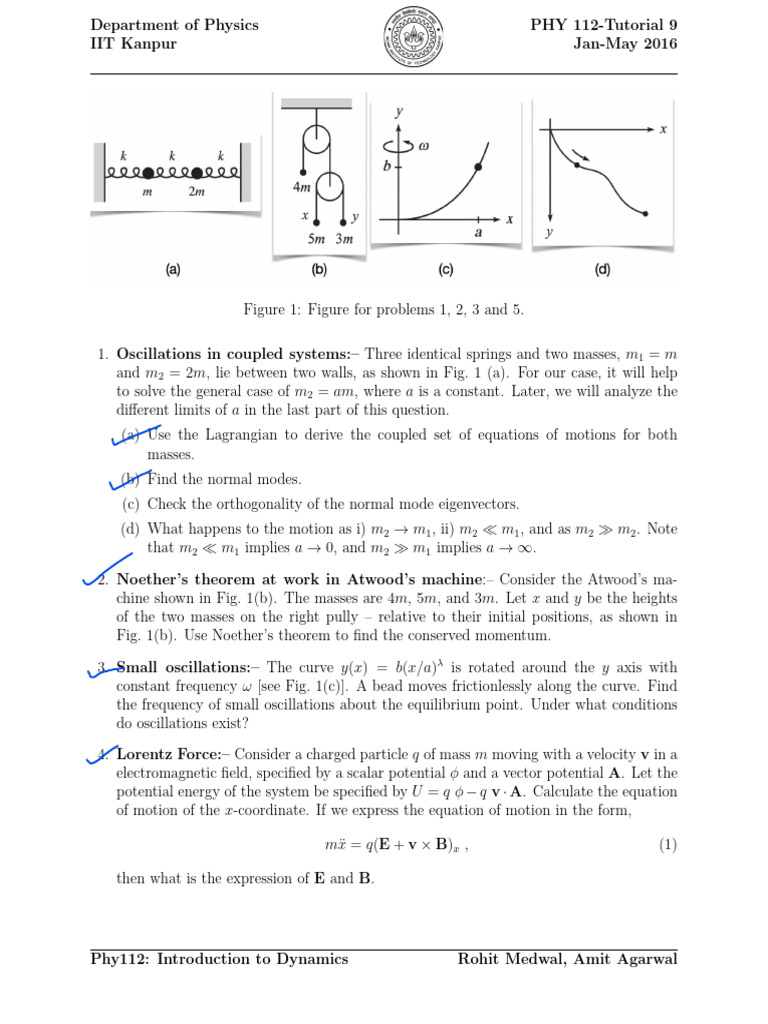 Tutorial9 Soln | PDF | Oscillation | Noether's Theorem
