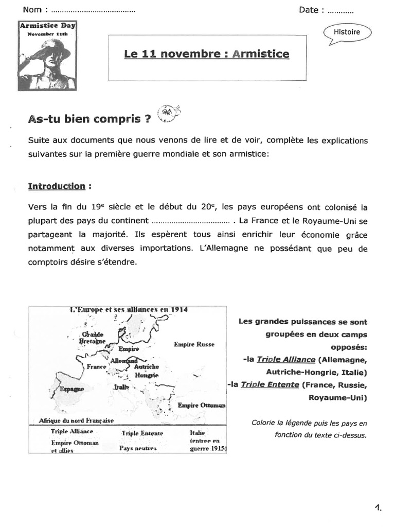 Histoire Exercice 11 Novembre | PDF