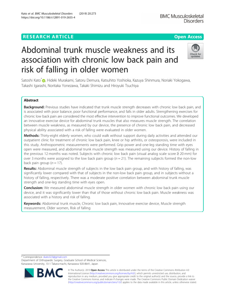 FINAL ARTICLE 2 ABDOMINAL TRUNK MUSCLE WEAKNESS | PDF | Low Back Pain ...