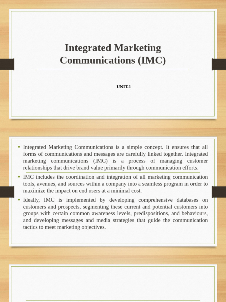 Integrated Marketing Communications (IMC) | PDF | Marketing Communications | Sales