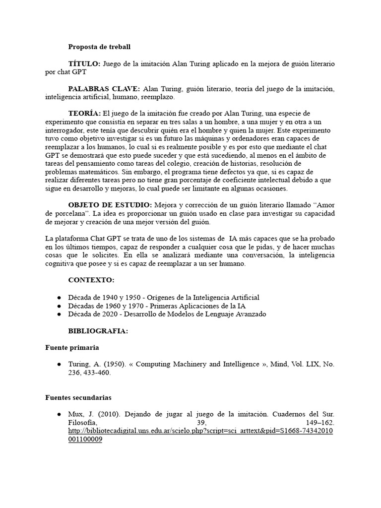 Valeria - Paredes - Propuesta de Trabajo | PDF | Inteligencia ...