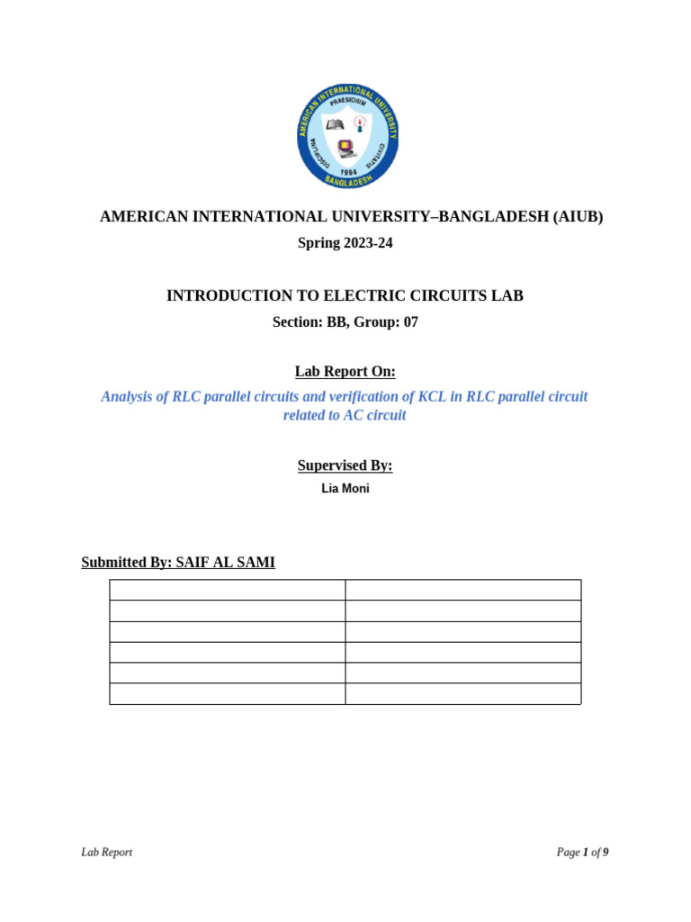 9 - Analysis of RLC Parallel Circuits and Verification of KCL in RLC Parallel Circuit Related T ...