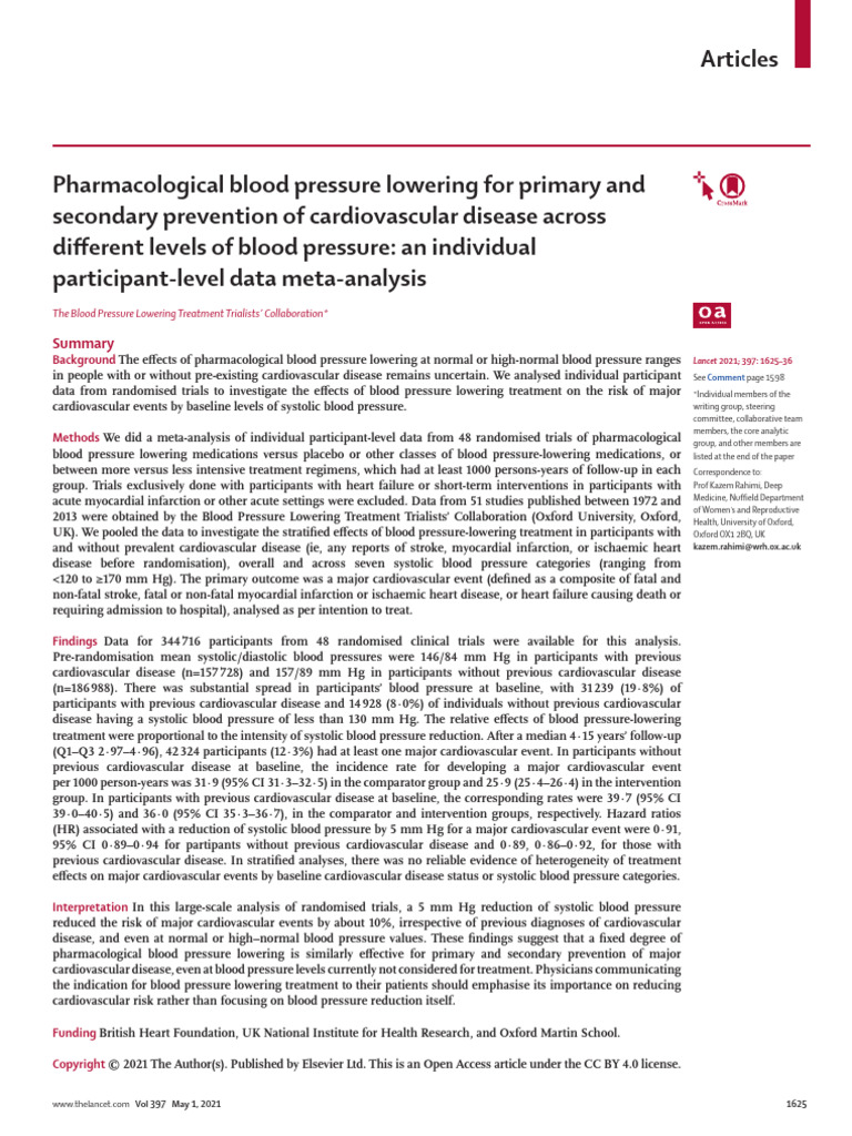 Articles: Background | PDF | Blood Pressure | Cardiovascular Diseases