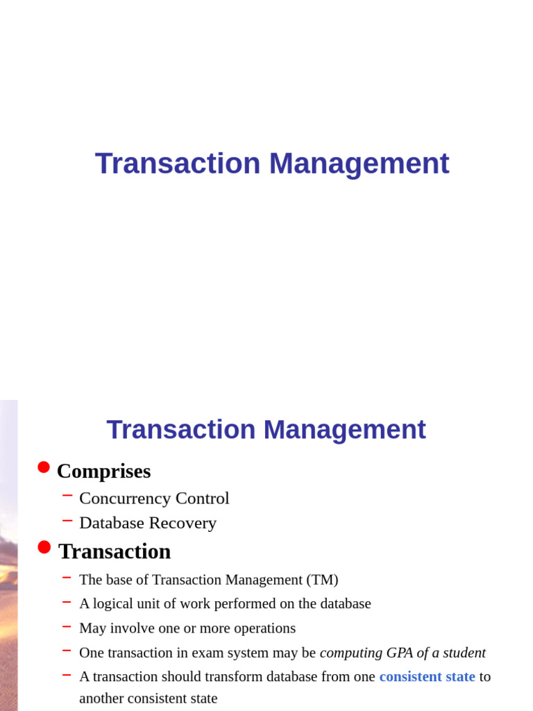 Transaction Management | PDF | Database Transaction | Backup