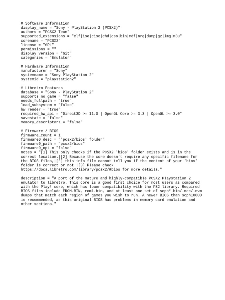 pcsx2 Libretro - Info | PDF