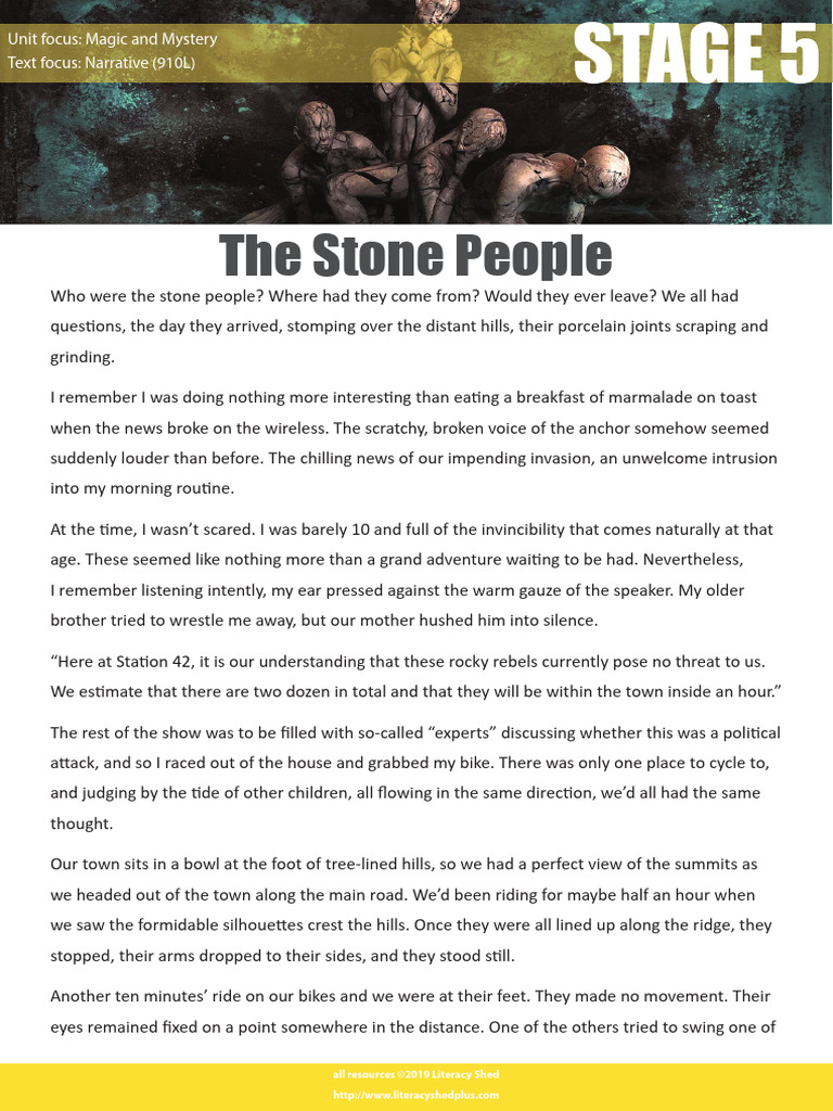 The Stone People Stage 5 Comp Comprehension Pack 1 | PDF
