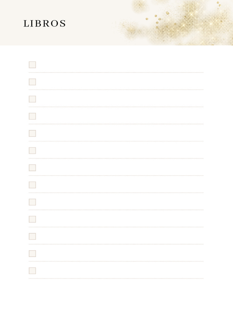 Minimalist Ivory Gold Watercolor Glitter Checklist | PDF