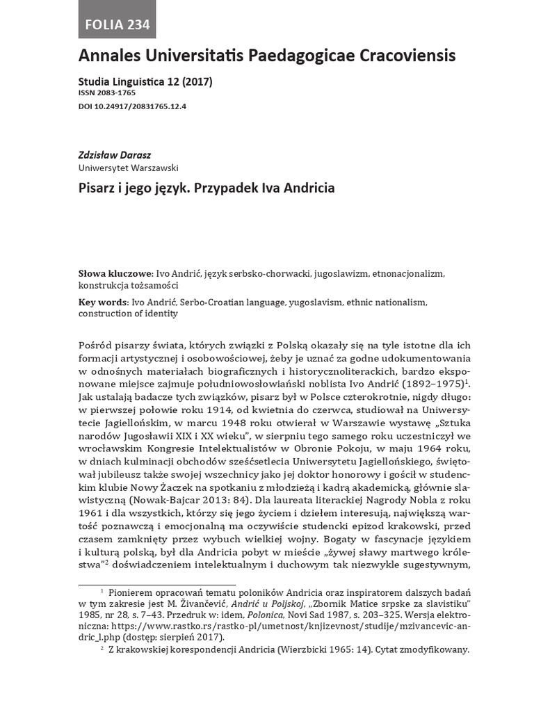 AF234 1 04 Pisarz I Jego Jezyk Darasz | PDF