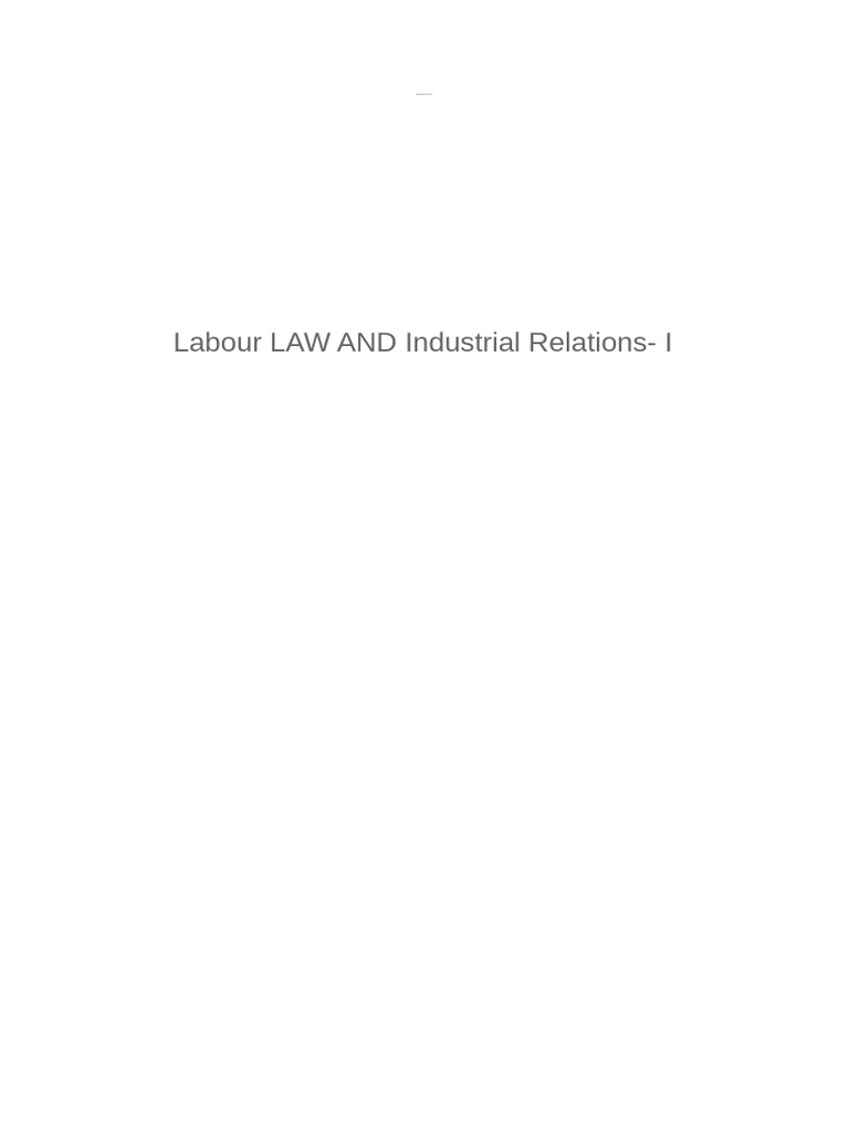 Labour Law and Industrial Relations I | PDF | International Labour ...