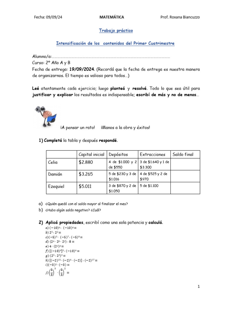 Trabajo Pr-Ctico INTENSIFICACI-N Primer Cuatrimestre 2024 | PDF | Conceptos matemáticos ...