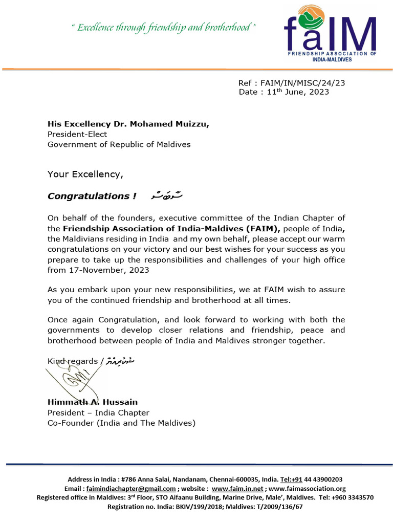 Congratulatory Message To President-Elect | PDF
