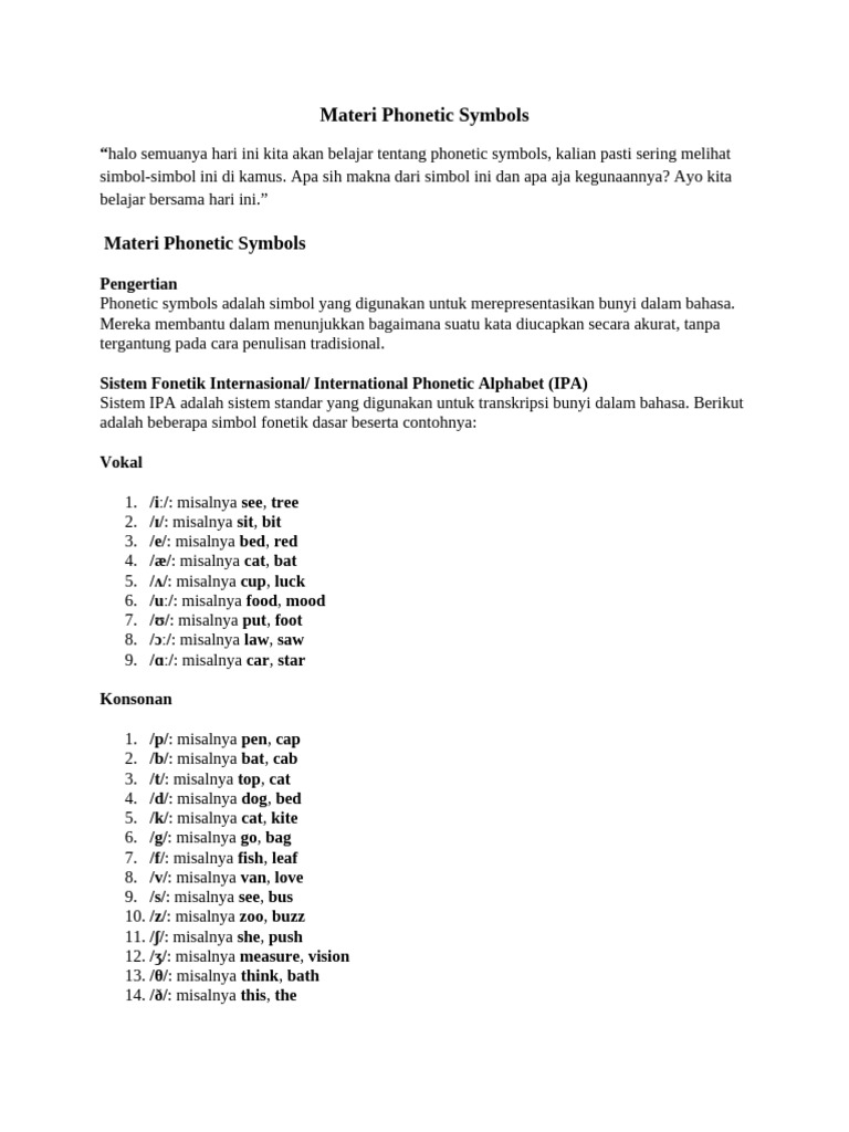 Pengantar Simbol Fonetik dan IPA | PDF