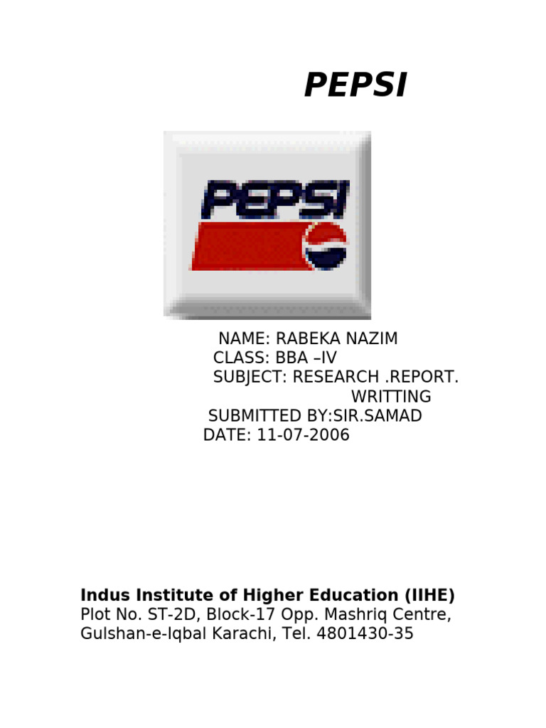 PEPSI | PDF | Pepsi Co | Pepsi