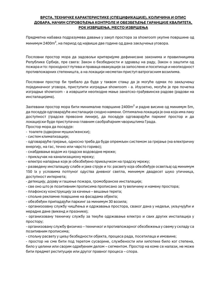 Tehničke Karakteristike - Specifikacija Dvojka | PDF
