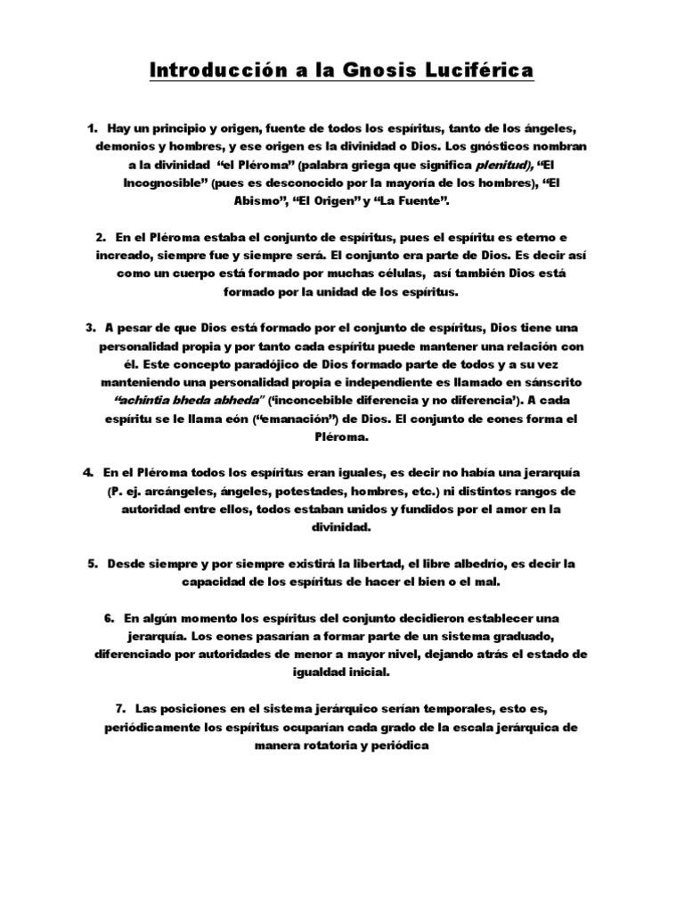 La Gnosis Luciférica I | PDF | Alma | Lucifer