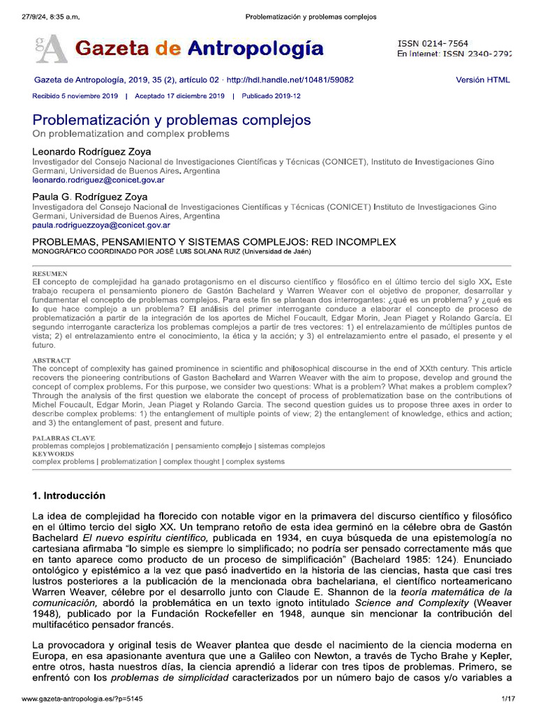 Problematizacion y Problemas Complejos | PDF
