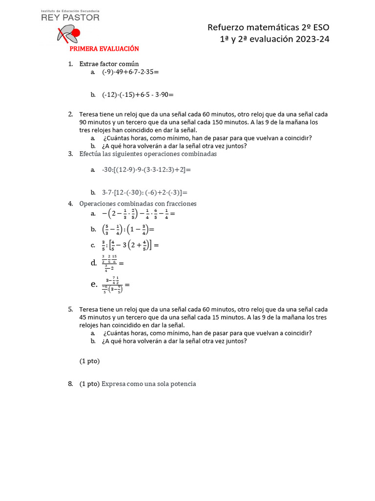 Plan Refuerzo 2 Evaluación | PDF | Álgebra | Geometría del plano euclidiano