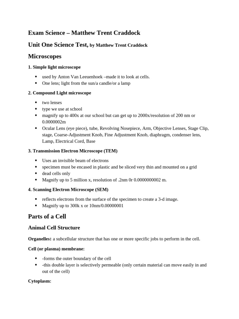 Exam Review Grade 10 Science | PDF | Neuron | Stoma