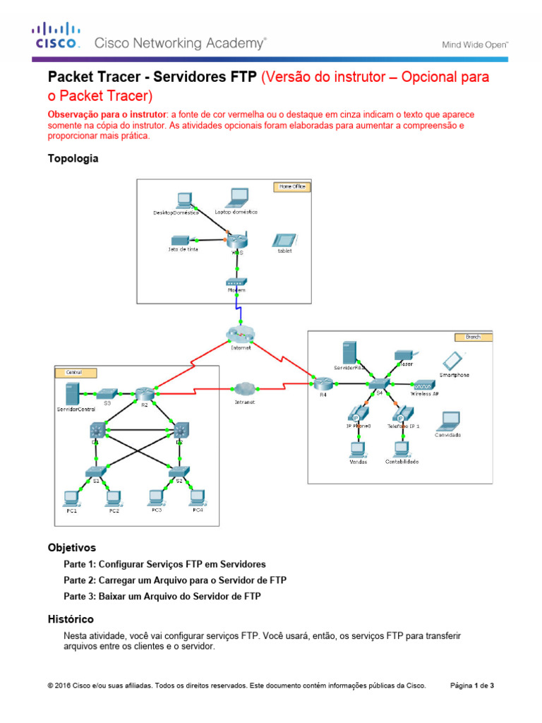 Configuração de Servidores FTP no Packet Tracer | PDF | Protocolo de ...