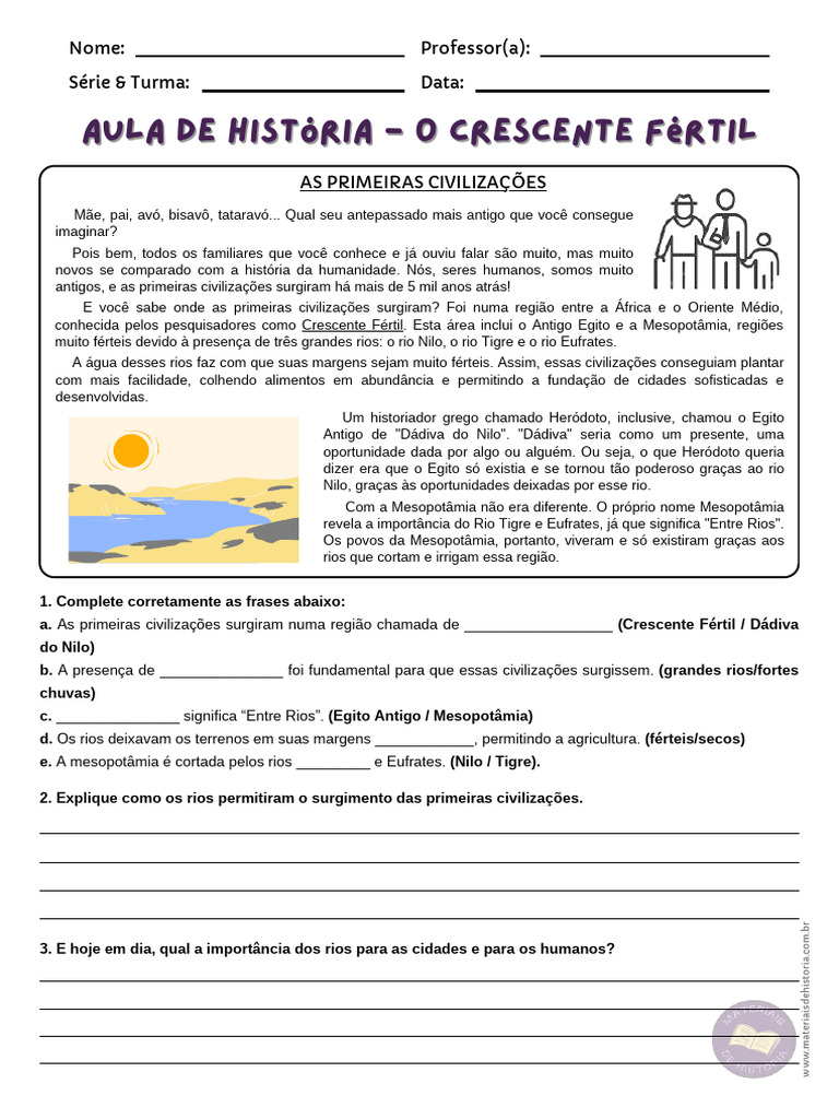O Crescente Fértil e as Civilizações Antigas | PDF | Crescente fértil ...