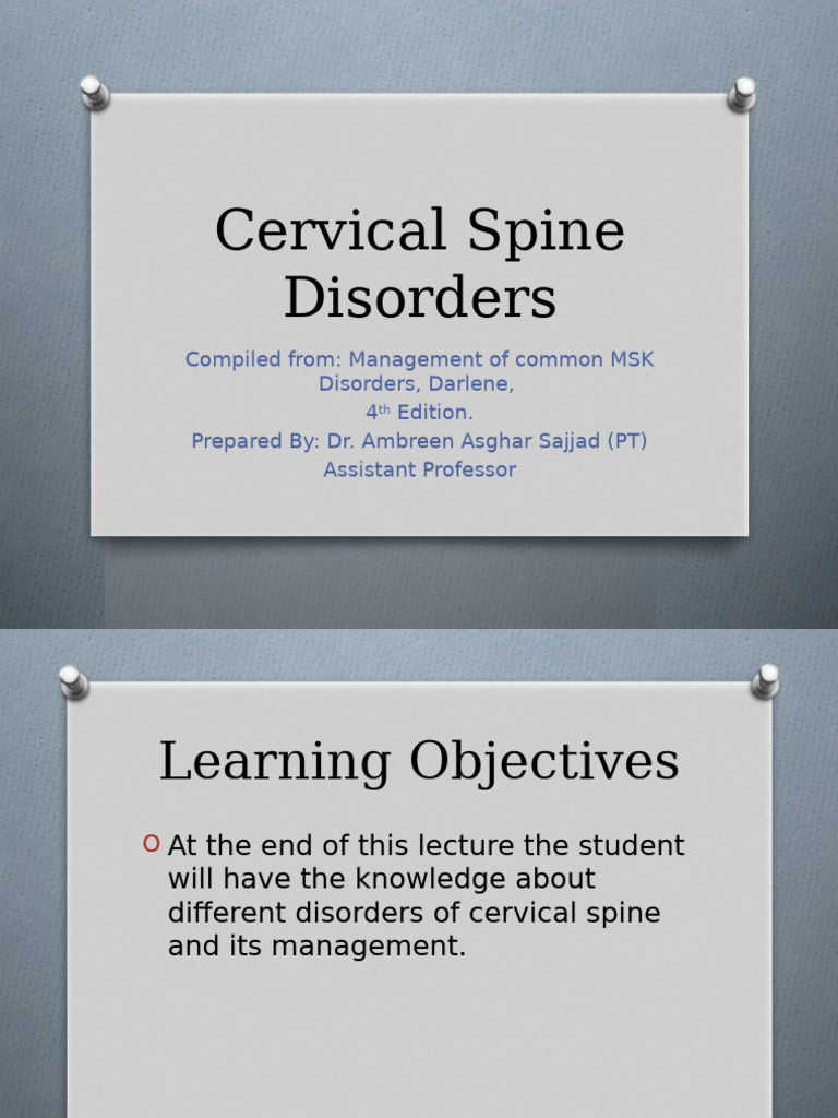Cervical Spine Disorders Overview | PDF | Musculoskeletal System ...