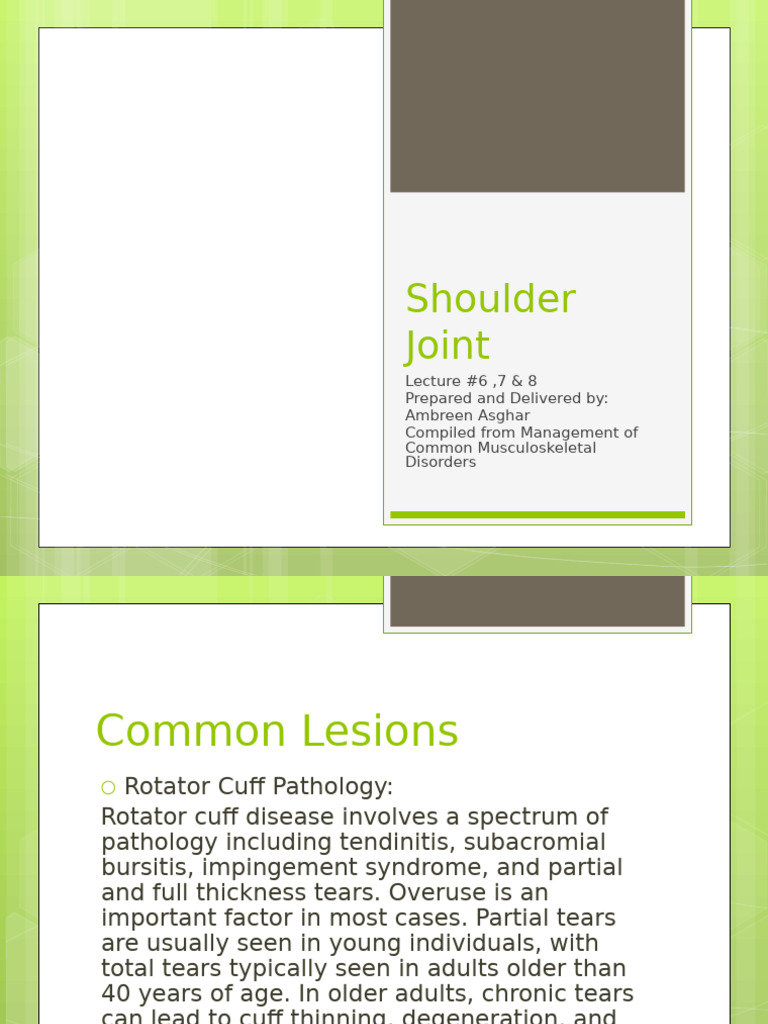 Shoulder Joint Pathologies and Treatments | PDF | Anatomical Terms Of ...