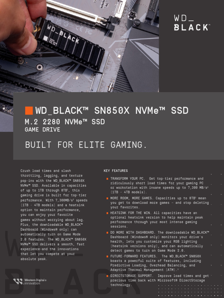 data-sheet-wd-black-sn850x-nvme-ssd-202406 | PDF | Solid State Drive ...
