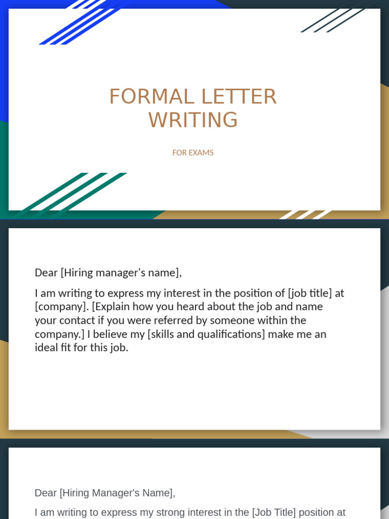 Formal Letter Writing Guide for Exams | PDF