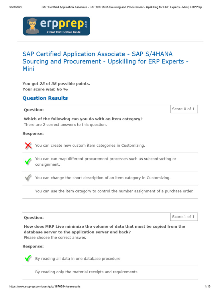 SAP Certified Application Associate - SAP S - 4HANA Sourcing and Procurement - Upskilling For ...