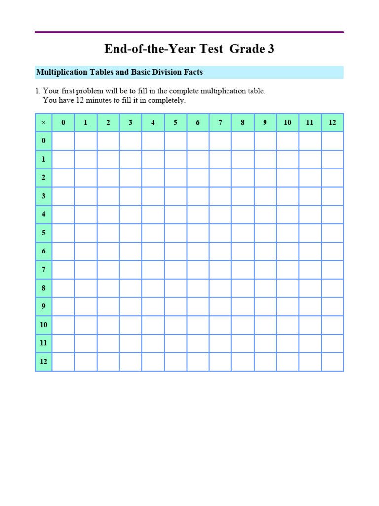 End of Year Test Grade3 Removed Compressed | PDF | Area | Rectangle
