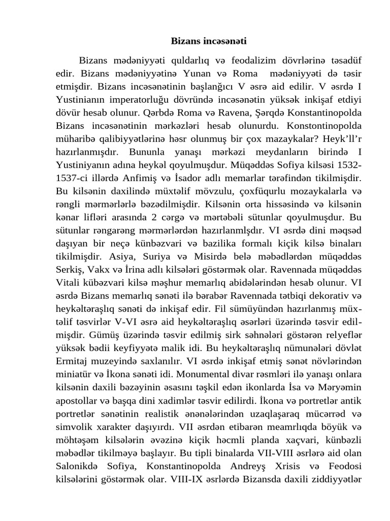Mövzu 6. Bizans Incəsənəti | PDF