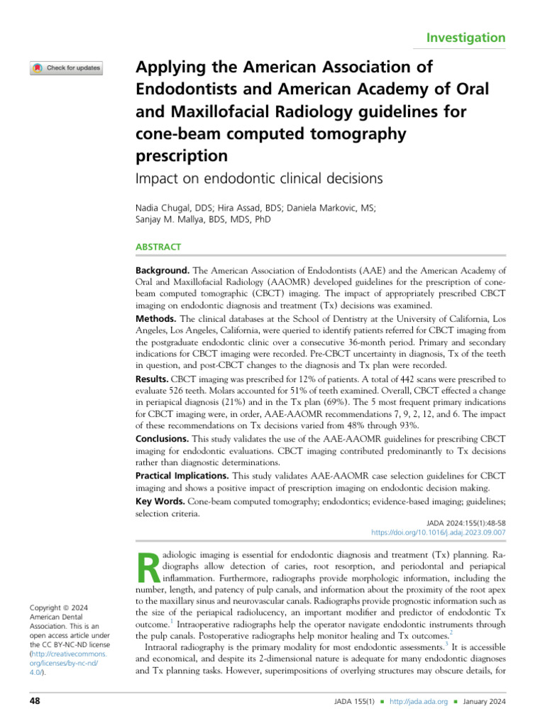 Applying The American Association of Endodontists and American Academy of Oral and Maxillofacial ...